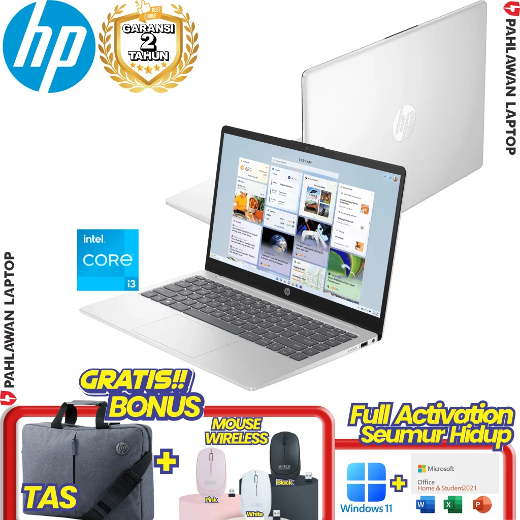 Laptop HP 14-EP0555TU Core i3-1215U RAM 8GB SSD 512 GB Silver GARANSI 2 ...